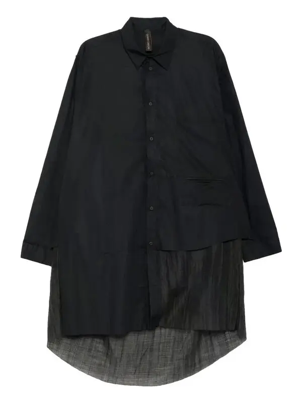 GIOVANNI CAVAGNA Layered-panel Pocket Shirt - Black