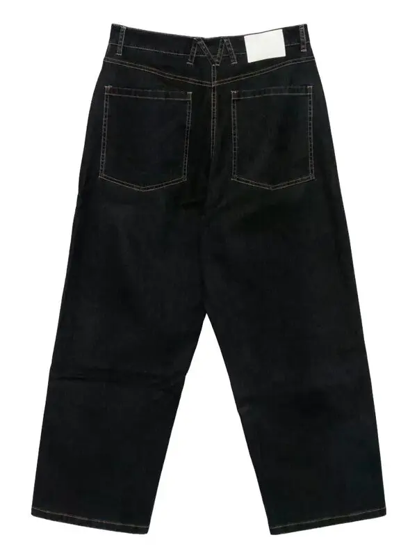 Momoni Contrast Stitch Wide-leg Denim Jeans - Blue