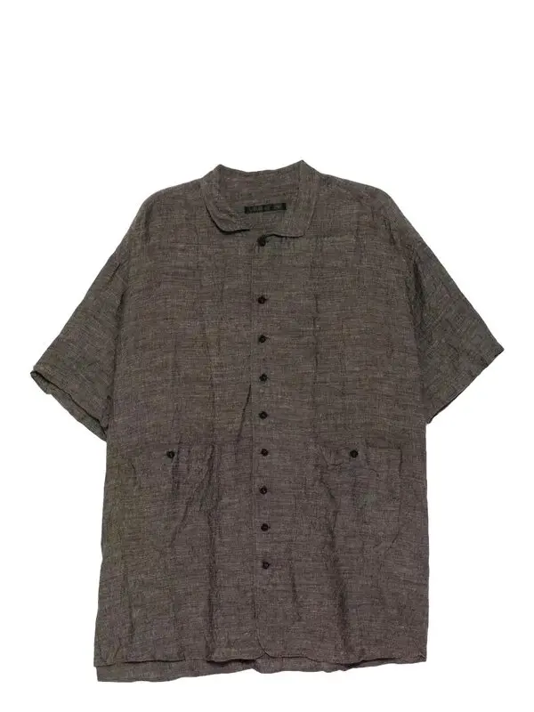 KLASICA Short-sleeve Linen Shirt - Brown