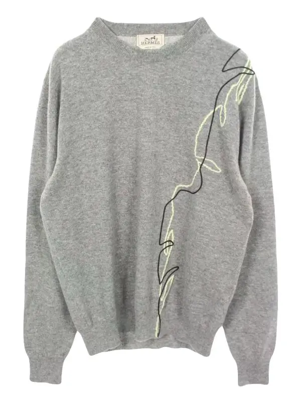 Hermès Embroidered Cashmere Sweater - Grey