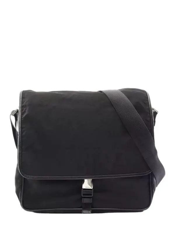 Prada Saffiano Leather Messenger Bag - Black