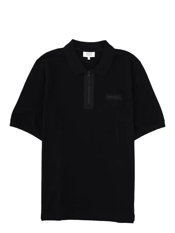 Maison Kitsuné Polo Zip Up With Logo Patch - Black