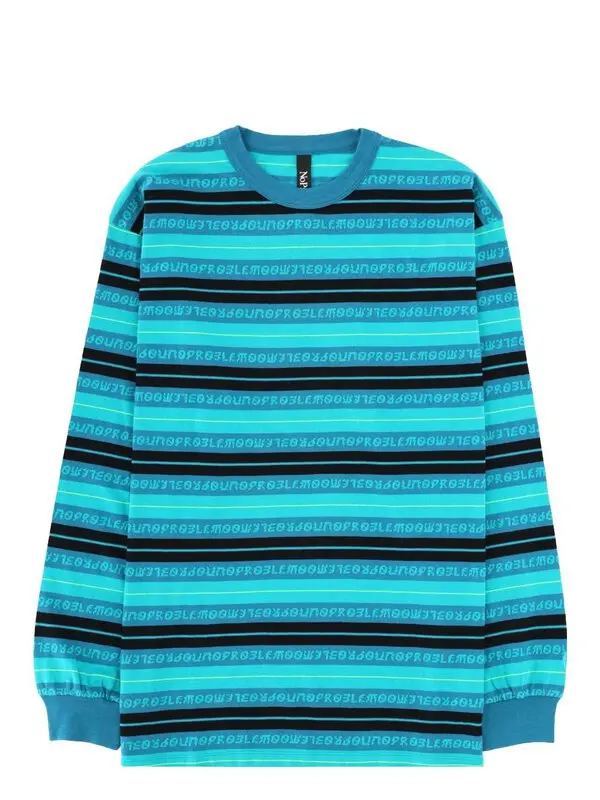 NO PROBLEMO Striped Jacquard T-shirt - Azure