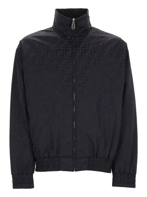 Fendi Bomber Jacket With All-over Logo - Black