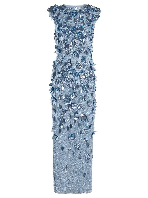 Rachel Gilbert Embellished Hugo Midi Dress - Blue