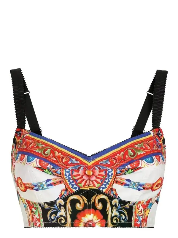 Dolce & Gabbana Carretto-print Poplin Top - Black