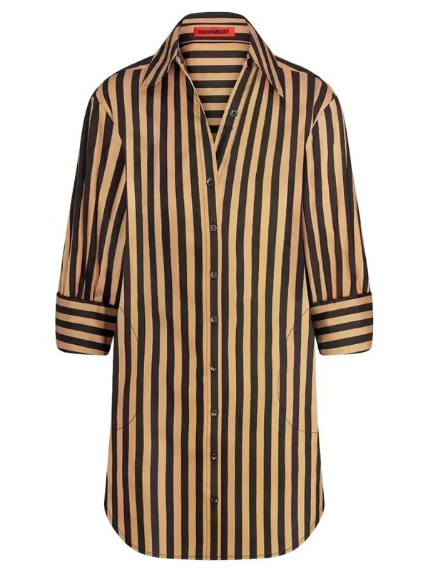 SIMONMILLER Kena Striped Mini Shirt Dress - Black
