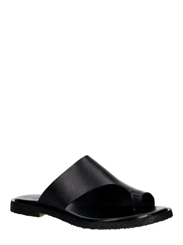 BILLI BI Asymmetric Toe Strap Leather Sandals - Black