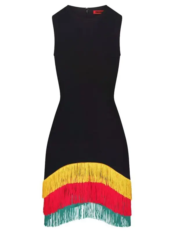 SIMONMILLER Bowie Fringe Trimmed Mini Dress - Black