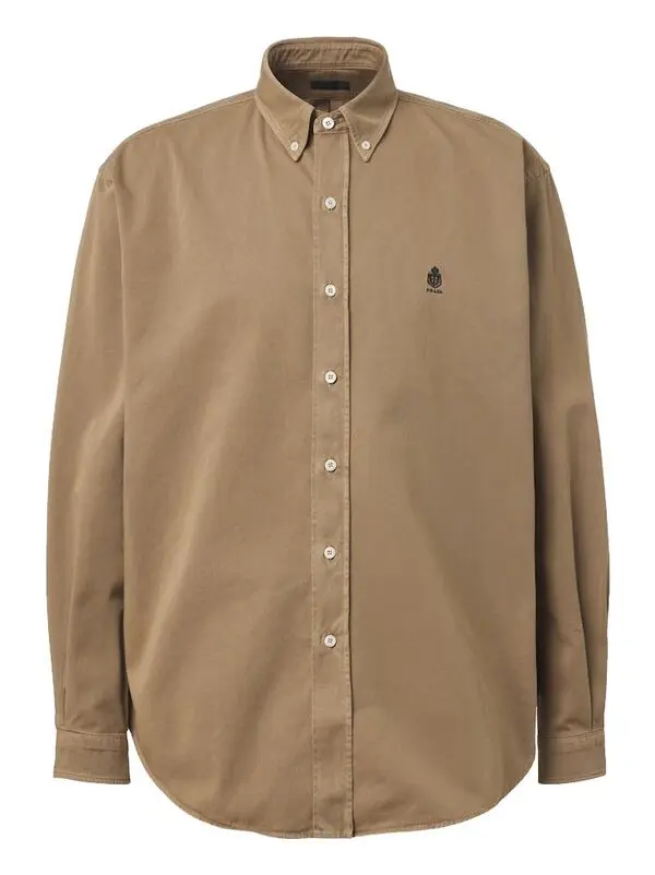Prada Embroidered Cotton Shirt - Brown