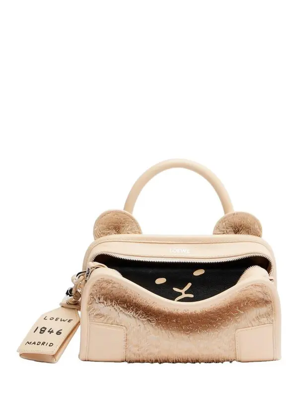 Loewe Amazona 180 Lion Fringed Cut Mini Tote Bag - Beige
