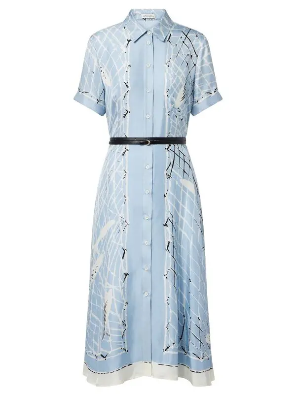 Altuzarra Kiera Printed Silk Shirt Dress - Blue