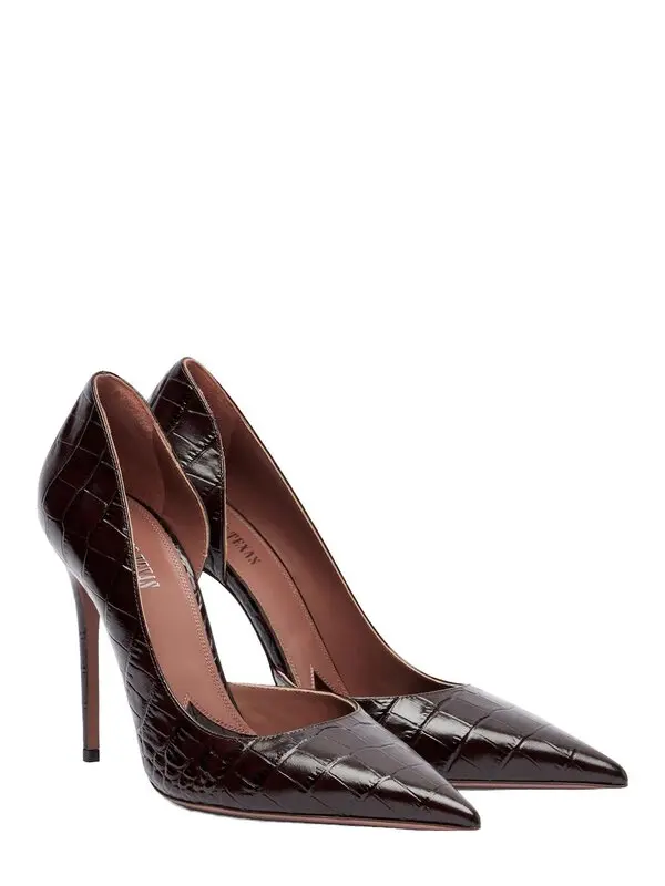 Paris Texas Vera Croc-effect Leather Pumps - Brown