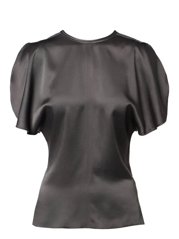 Victoria Beckham Bela Crepe Satin Top - Grey