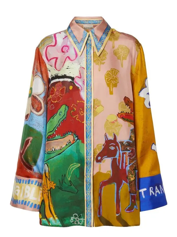 ALEMAIS X Mlak Printed Silk Twill Shirt - Multicoloured
