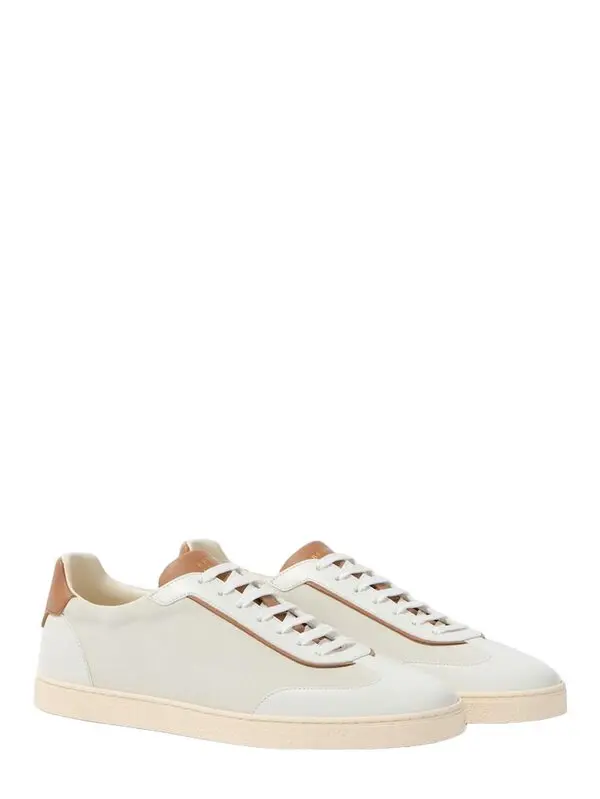 Brunello Cucinelli Suede And Leather Trimmed Lace-up Sneakers - Brown