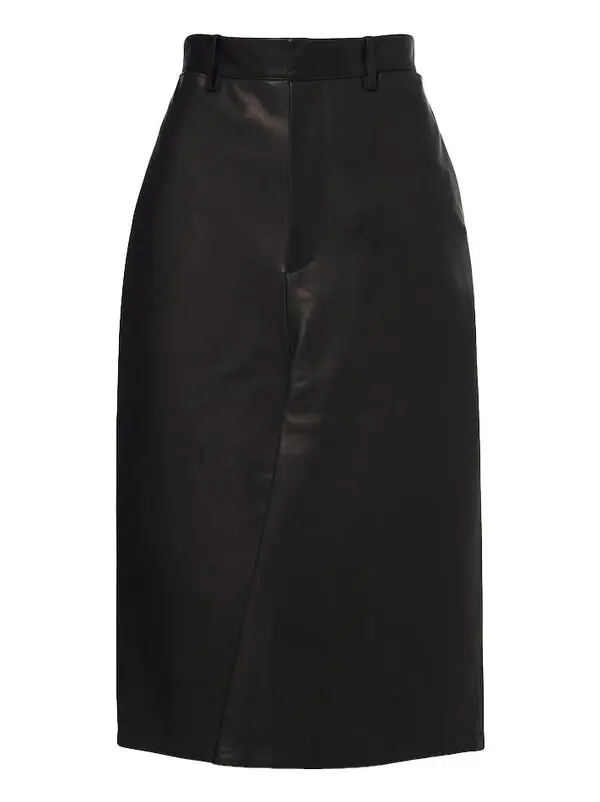 Victoria Beckham Leather Midi Skirt - Black