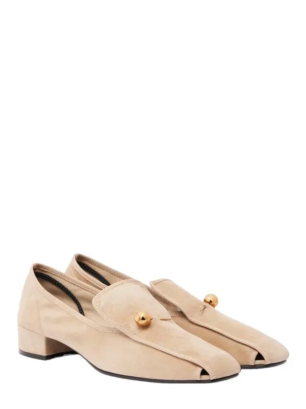 HERBERT LEVINE Showtime Suede Loafer Pumps - Beige