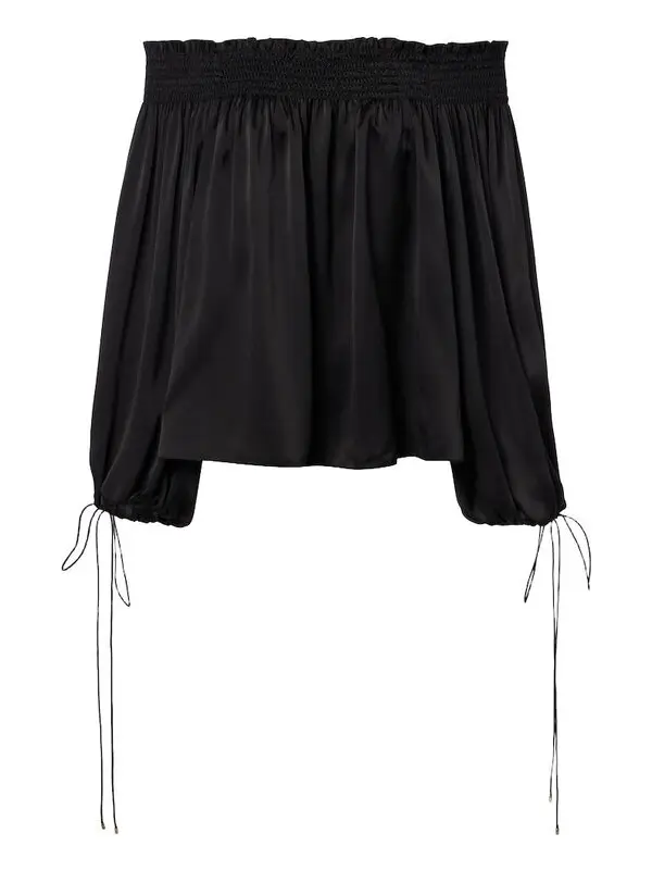 Chloé Off-shoulder Silk Satin Top - Black