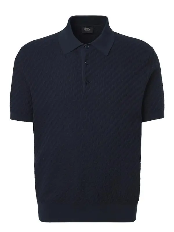 Brioni Cotton, Silk, And Cashmere Polo Shirt - Blue