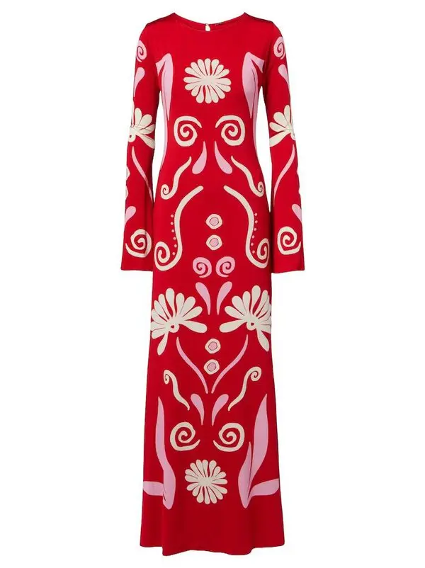 CALA DE LA CRUZ Printed Maxi Dress - Red