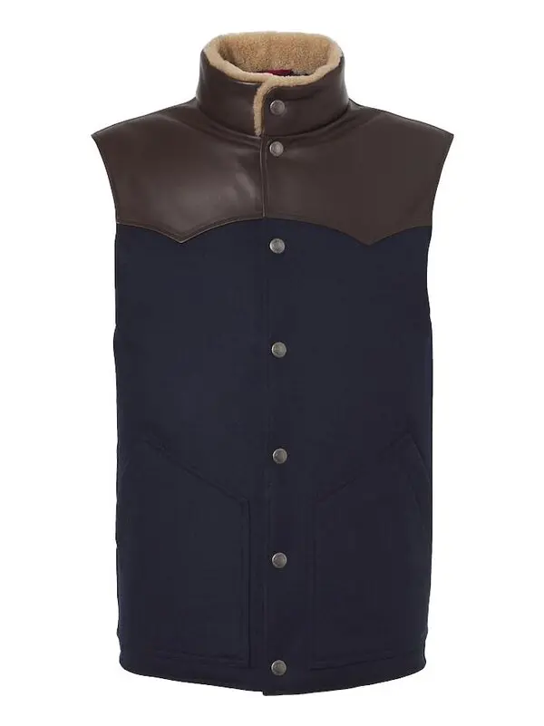 Brunello Cucinelli Shearling-trimmed Wool Vest - Blue