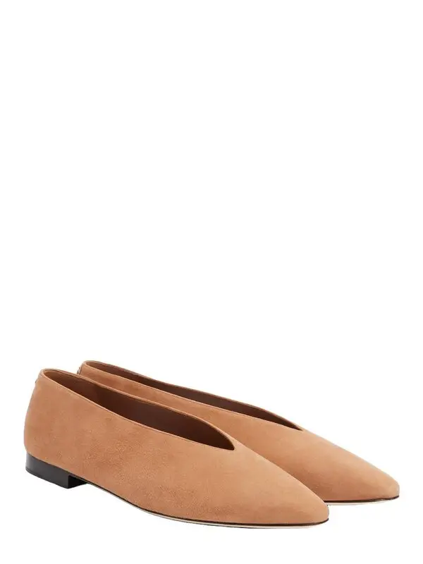 JIMMY CHOO Margot Suede Pointed Toe Ballet Flats - Beige