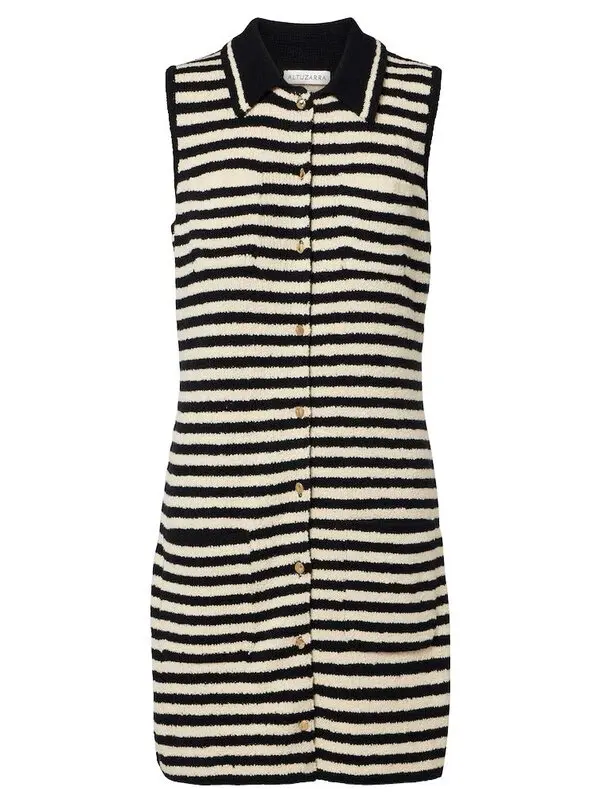 Altuzarra Mamie Striped Cotton-blend Polo Dress - Black