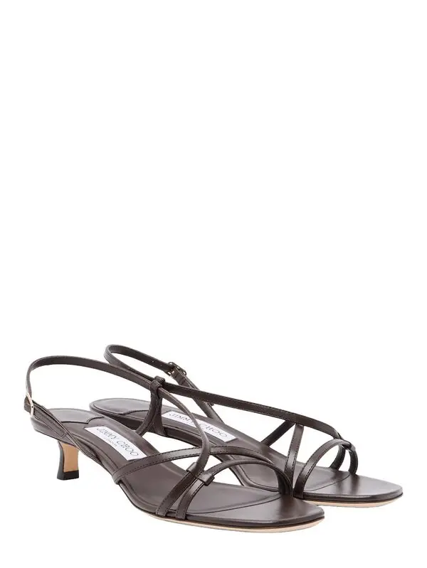 JIMMY CHOO Farris Leather Sandals - Brown