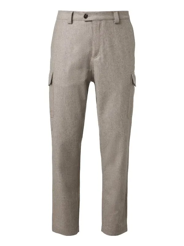 Brunello Cucinelli Wool Tapered Cargo Pants - Beige
