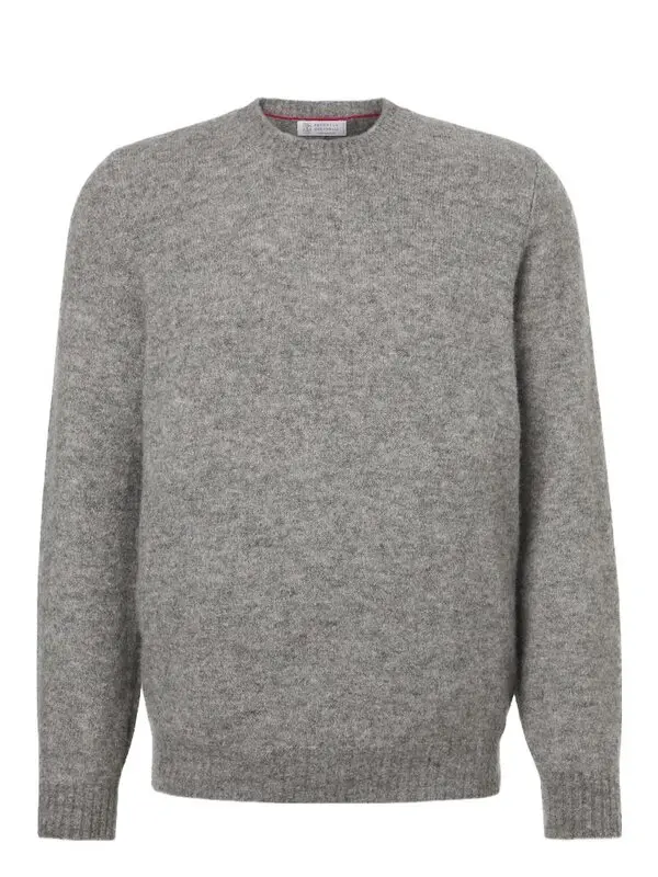 Brunello Cucinelli Alpaca, Cashmere, And Wool-blend Crewneck Sweater - Grey