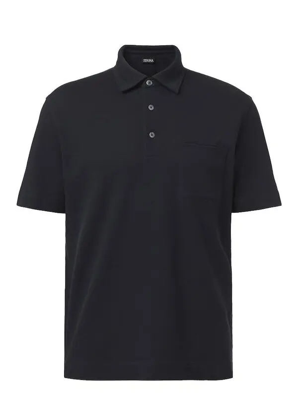 Zegna Cotton Pique Polo Shirt - Blue