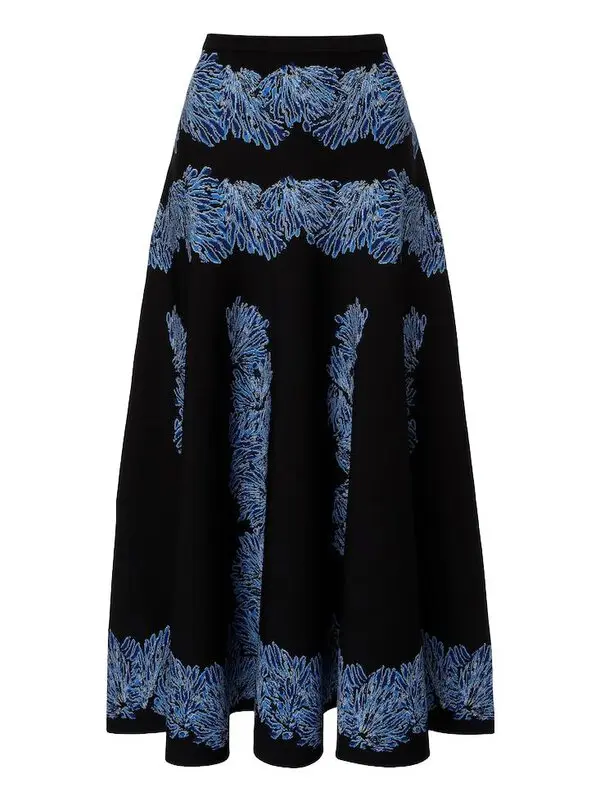 Ulla Johnson Alessia Knitted Jacquard Midi Skirt - Black