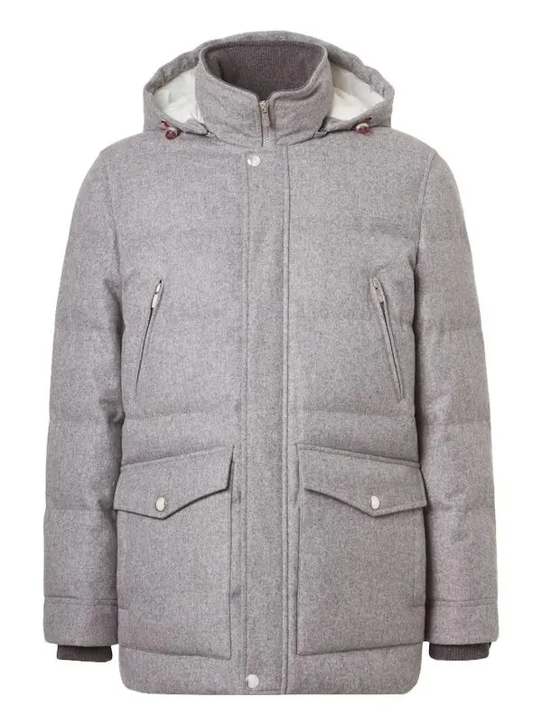 Brunello Cucinelli Wool Flannel Down Jacket - Grey