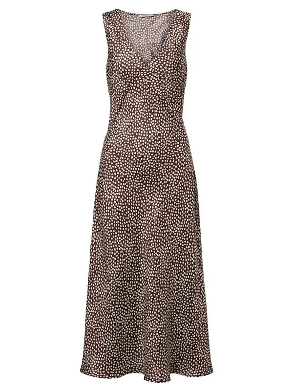 Asceno Provence Polka-dot Silk Twill Slip Dress - Brown