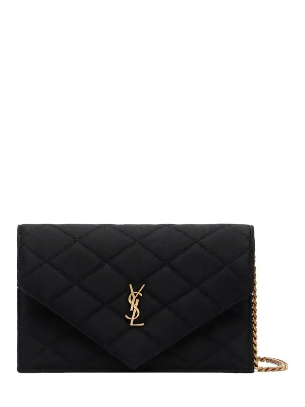 Saint Laurent Quilted Satin Mini Shoulder Bag - Black