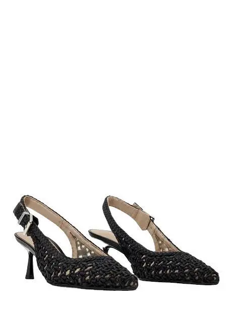 ALLSAINTS Woven Slingback Kitten Heel Pumps - Black