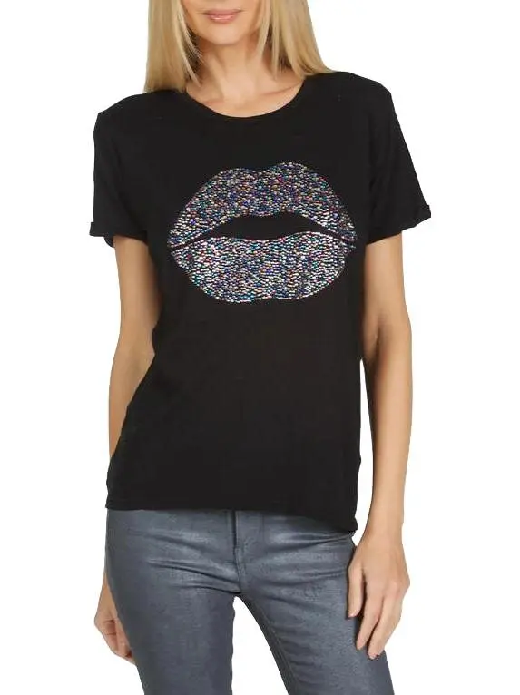 Lauren Moshi Edda Crystal Sprinkle Lip Top - Black