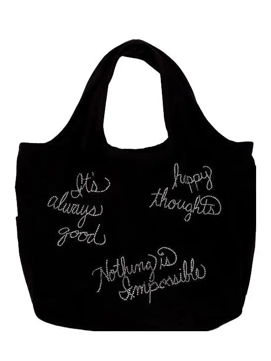 Lauren Moshi Crystal Affirmations Canvas Tote Bag - Black