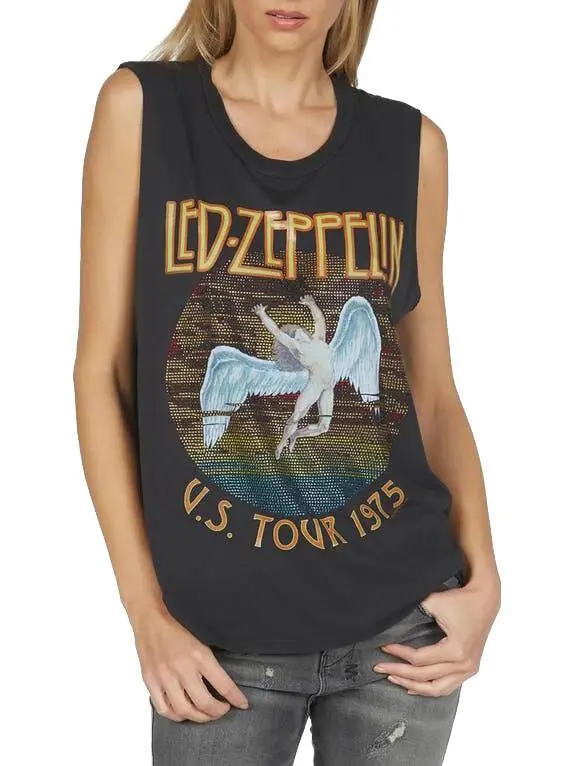 Lauren Moshi Kelscoop Neck Muscle Tank Led Zeppelin - Onyx