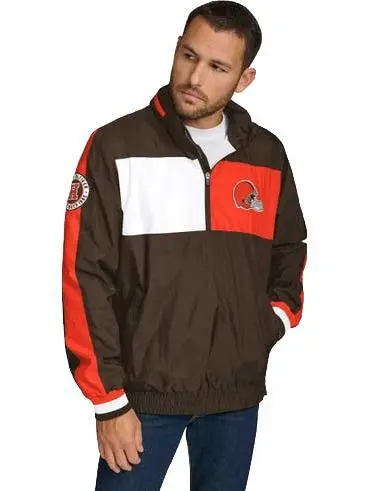 Tommy Hilfiger Cleveland Browns Lightweight Half-zip Pullover Hoodie Jacket - Brown