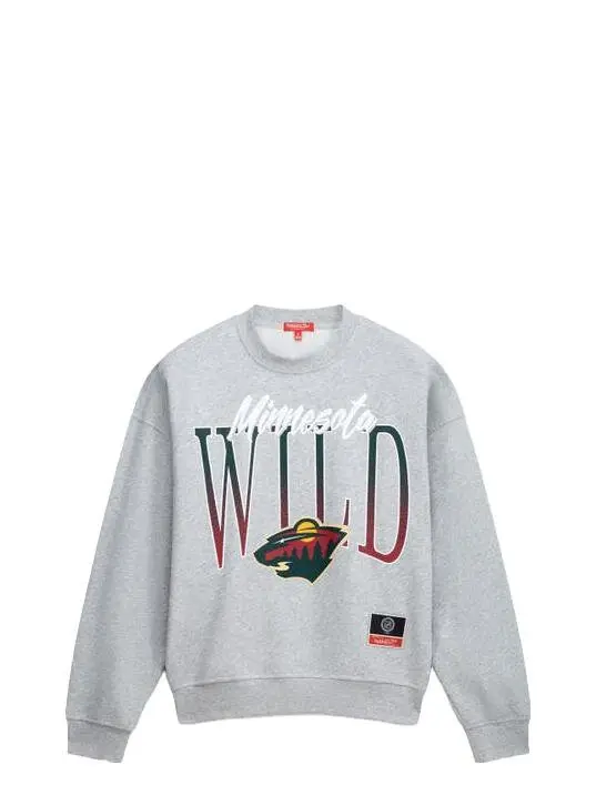 Mitchell & Ness Minnesota Wild Hockey Night Crewneck Sweatshirt - Heather Gray