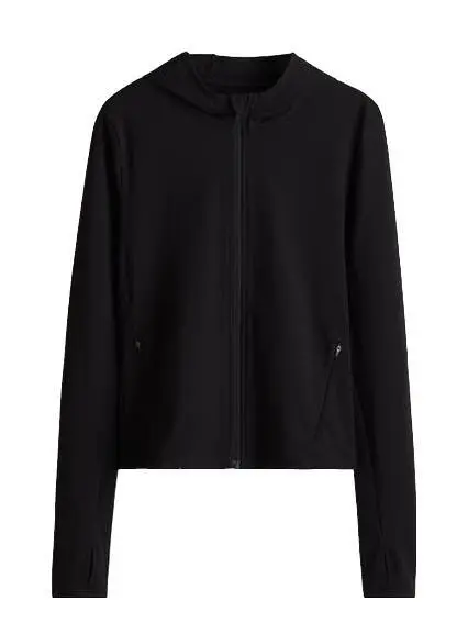 H&m Hooded Sports Jacket With Softmove™ And Drymove™ Technology - Black