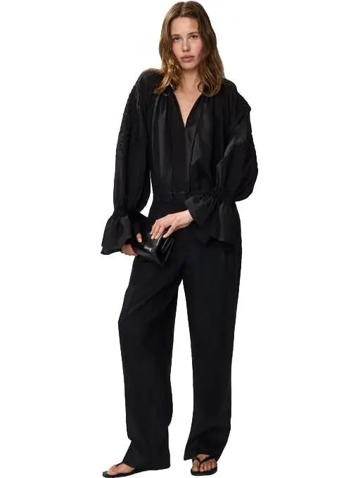 H&m Tailored Linen Trousers - Black