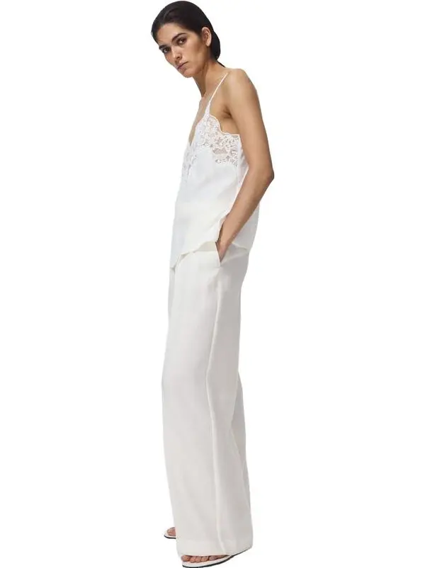 H&m Wide Tailored Trousers - Cream