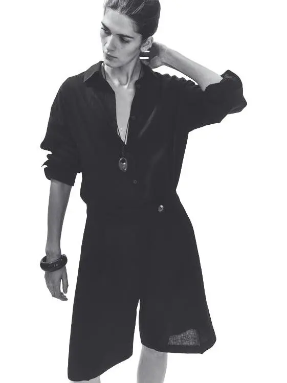 H&m Linen-blend Bermuda Shorts - Black