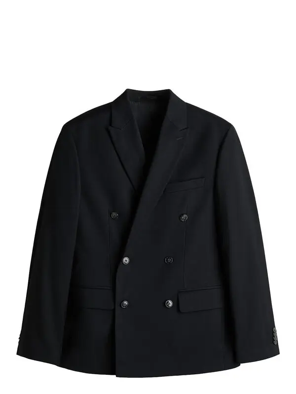 H&m Regular Fit Double-breasted Jacket With Peak Lapels - Black