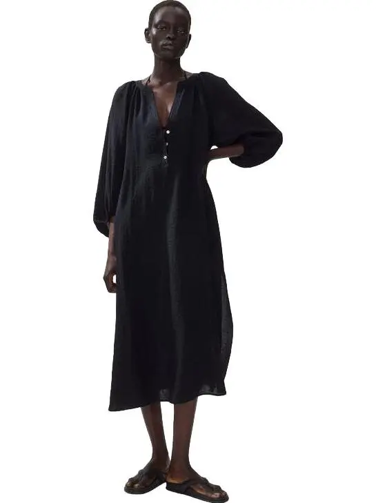 H&M Oversized Tie-belt Midi Dress - Black