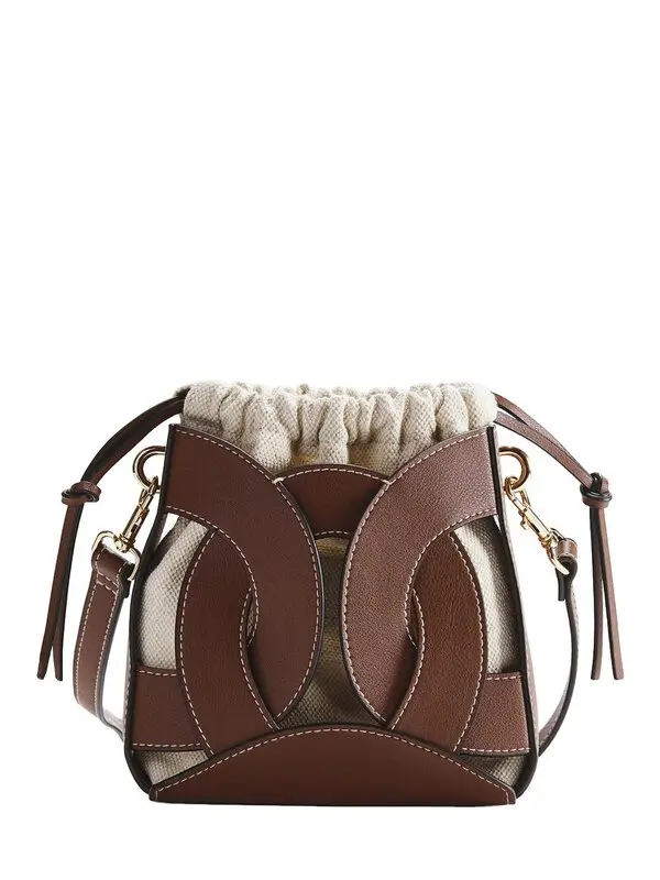 H&m Crossbody Bucket Bag With Drawstring Pouch - Brown