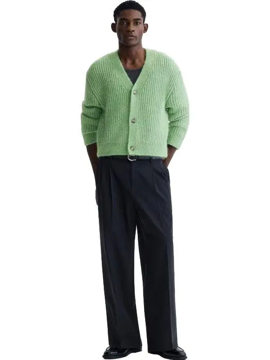H&m Loose Fit Rib Knit Alpaca Blend Cardigan - Green